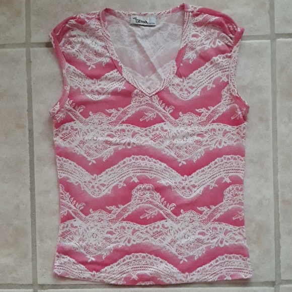 Papaya | Tops | Papaya Pink And White Sleeveless Top | Poshmark